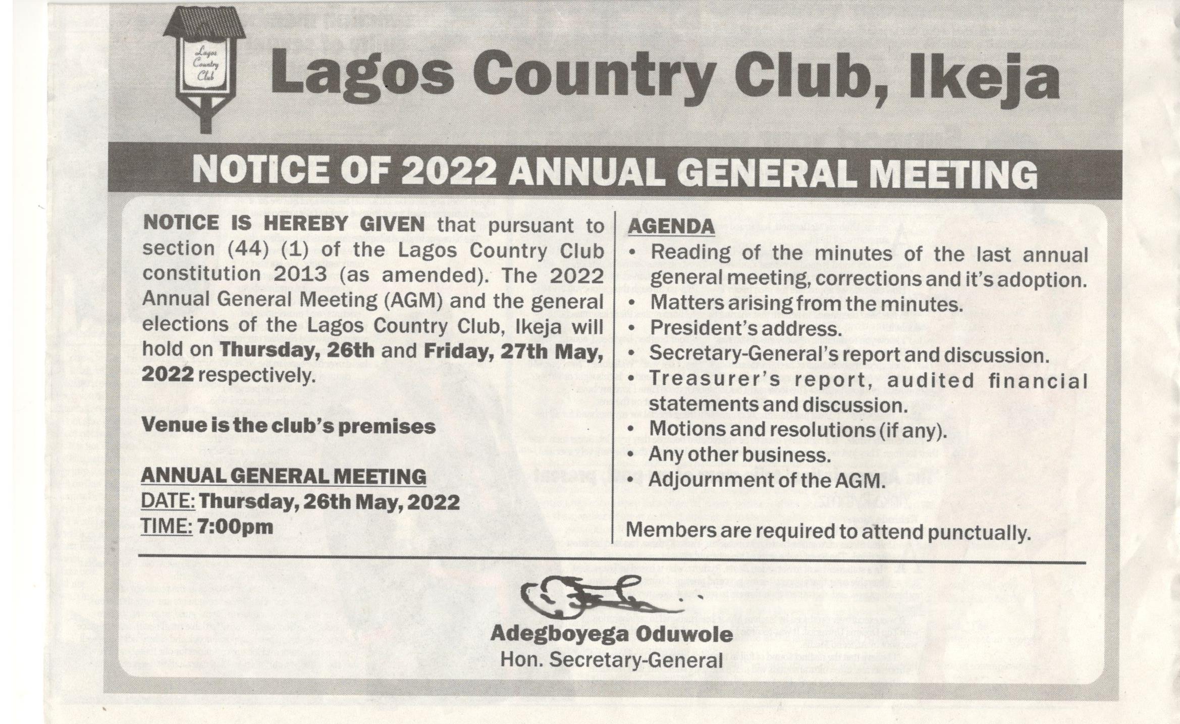 Lagos country Club, Ikeja